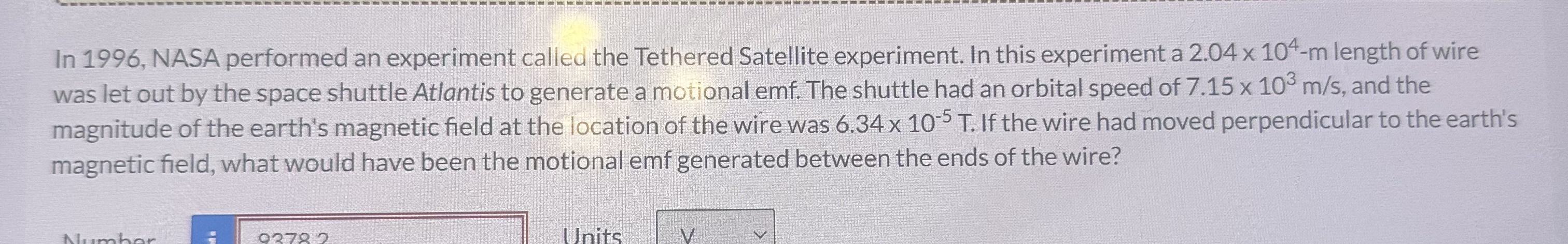 Solved In 1996, ﻿NASA performed an experiment called the | Chegg.com