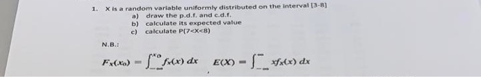 Solved 1 X Is A Random Variable Uniformly Distributed On 2243