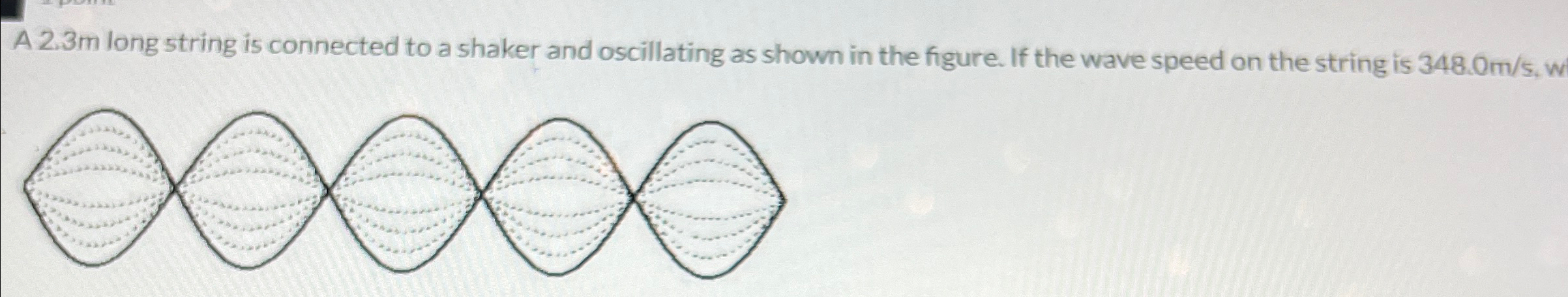 Solved A 2.3m ﻿long string is connected to a shaker and | Chegg.com