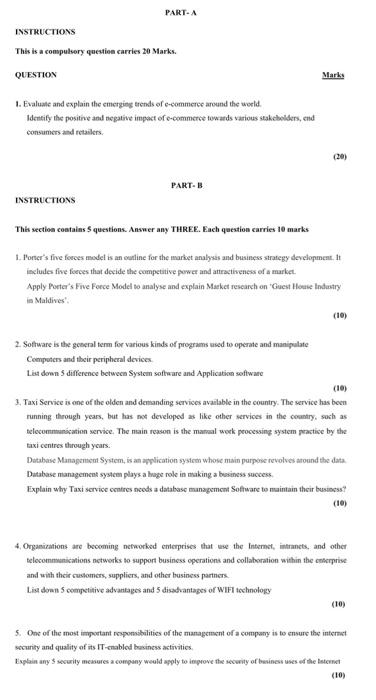 Solved PARTA INSTRUCTIONS This is a compulsory question | Chegg.com