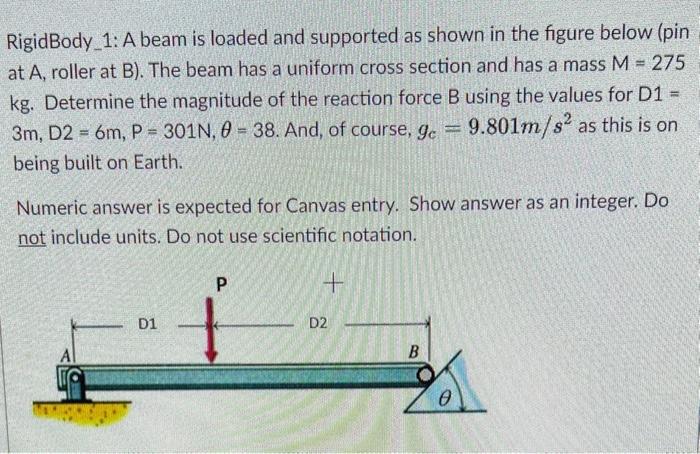 Solved Rigidbody 1 A Beam Is Loaded And Supported As Shown