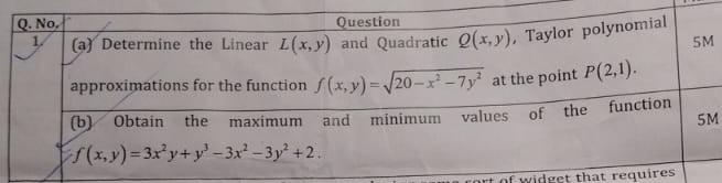 Solved Q. No, Question 1. (a) Determine the Linear L(x,y) | Chegg.com