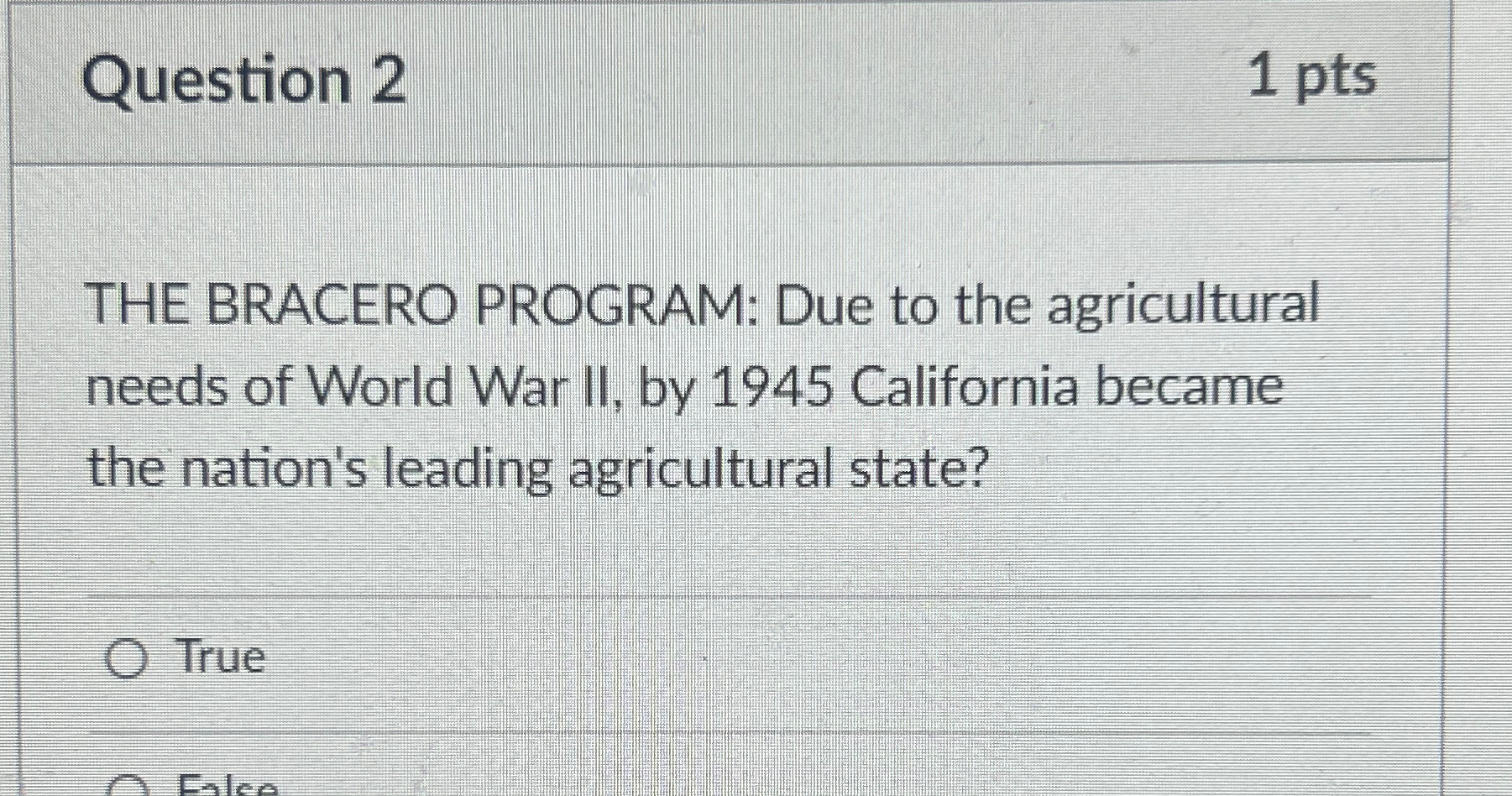 Solved Question 21ptsTHE BRACERO PROGRAM: Due to the | Chegg.com