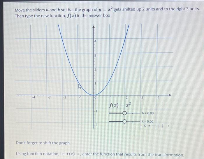 Solved Move the sliders hand k so that the graph of y = ² | Chegg.com
