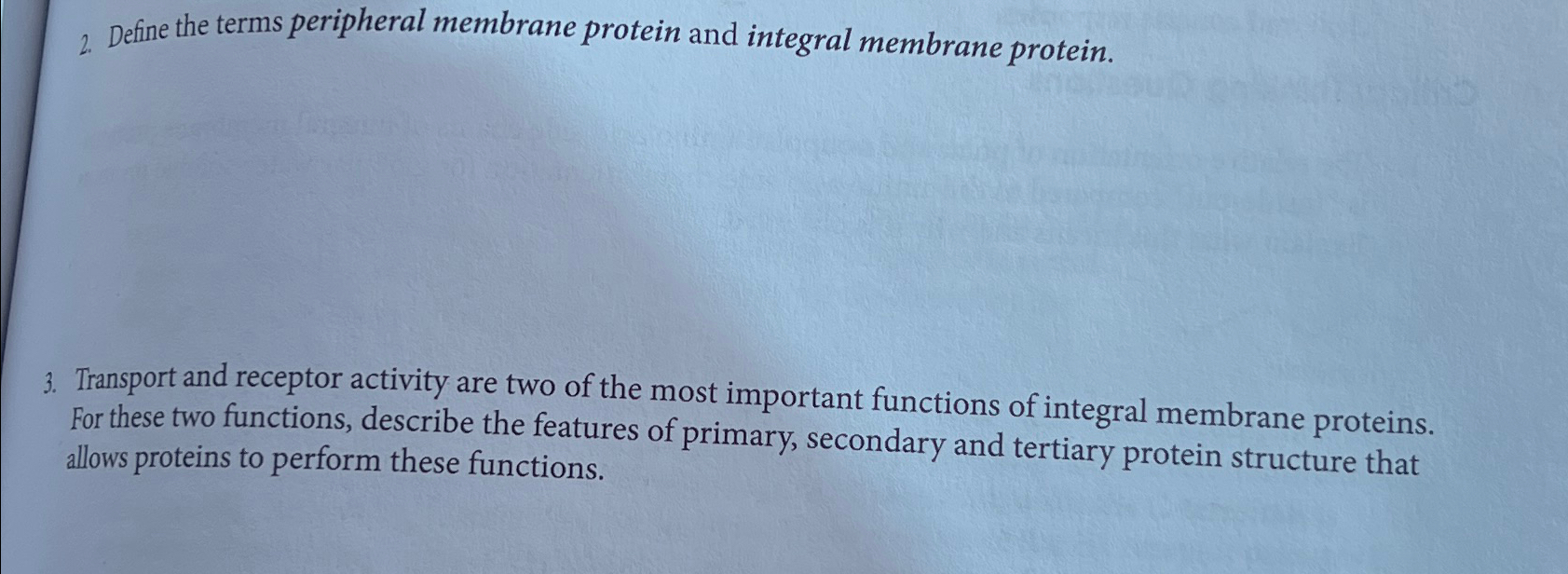 Solved Define the terms peripheral membrane protein and | Chegg.com