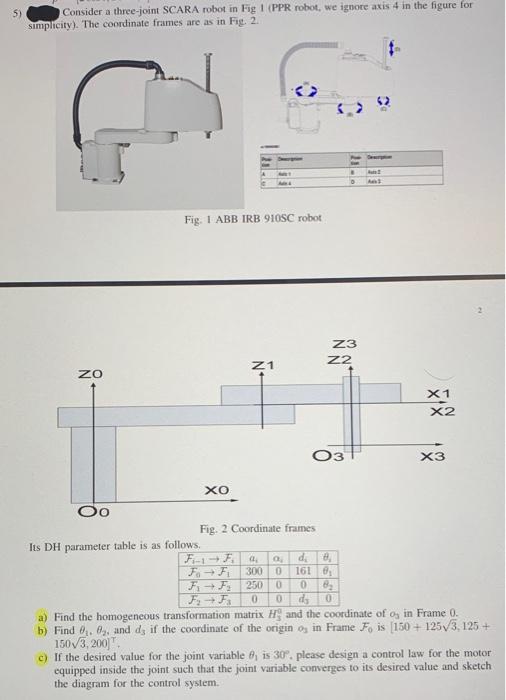 Solved 5) Consider a three-joint SCARA robot in Fig 1 (PPR | Chegg.com