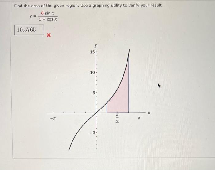 Solved Find the area of the given region. Use a graphing | Chegg.com