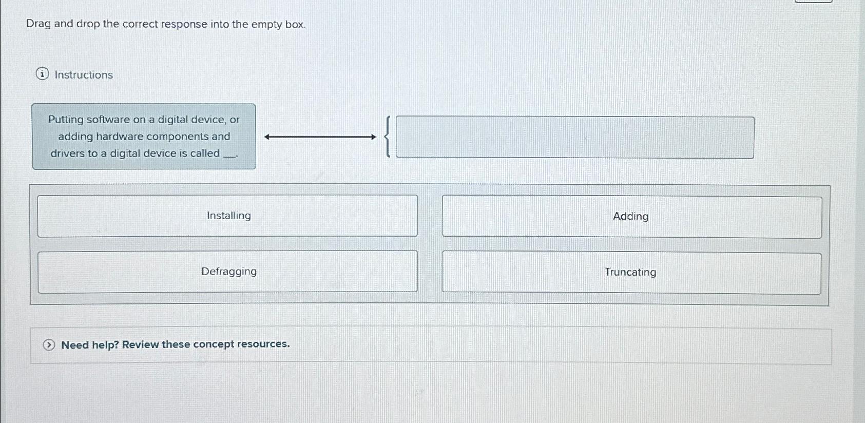 Drag and drop the correct response into the empty | Chegg.com