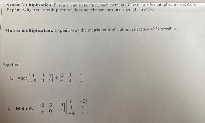 Solved Scalar Multiplication. In scalar multiplication, each | Chegg.com Solved Scalar Multiplication. In scalar multiplication, each | Chegg.com