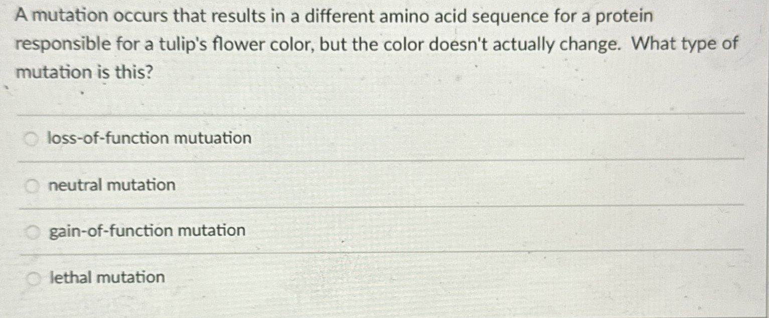 Solved A mutation occurs that results in a different amino | Chegg.com