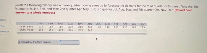 Solved Given the following history, use a three-quarter | Chegg.com