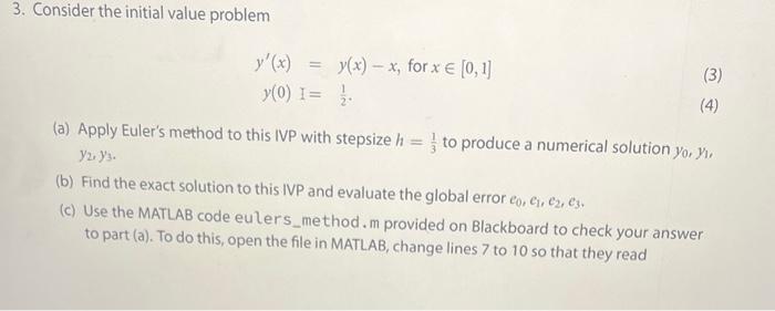 Solved 3. Consider the initial value problem | Chegg.com