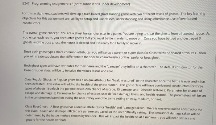 15247: Programming Assignment #2 (note: rubric is | Chegg.com