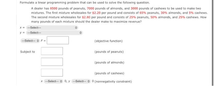 Solved Formulate a linear programming problem that can be | Chegg.com