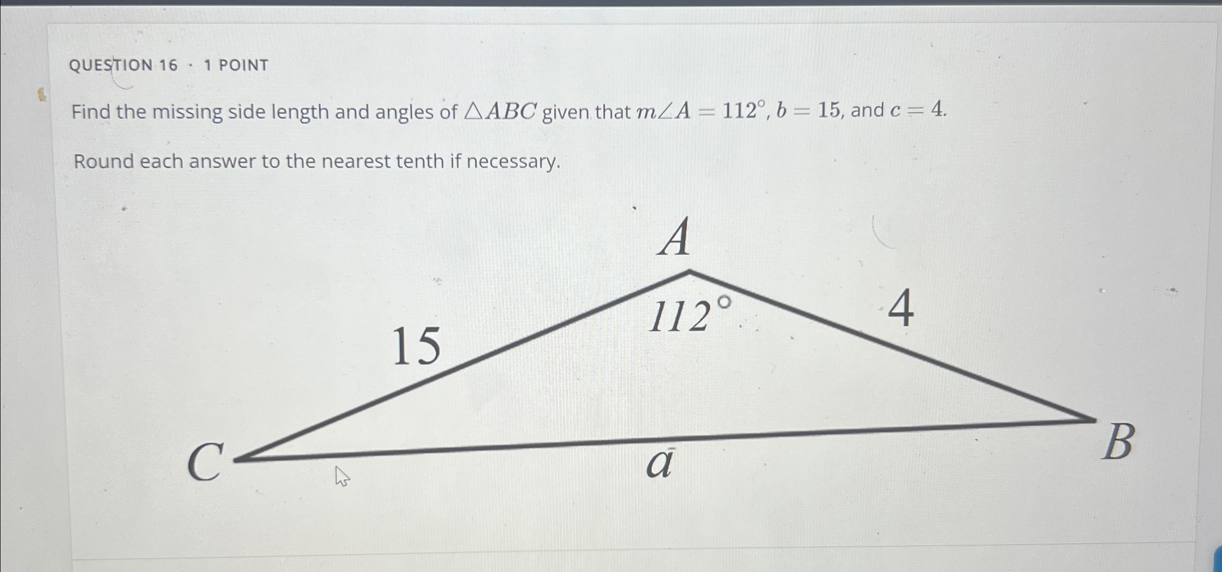 Solved QUESTION 16 - 1 ﻿POINTFind the missing side length | Chegg.com