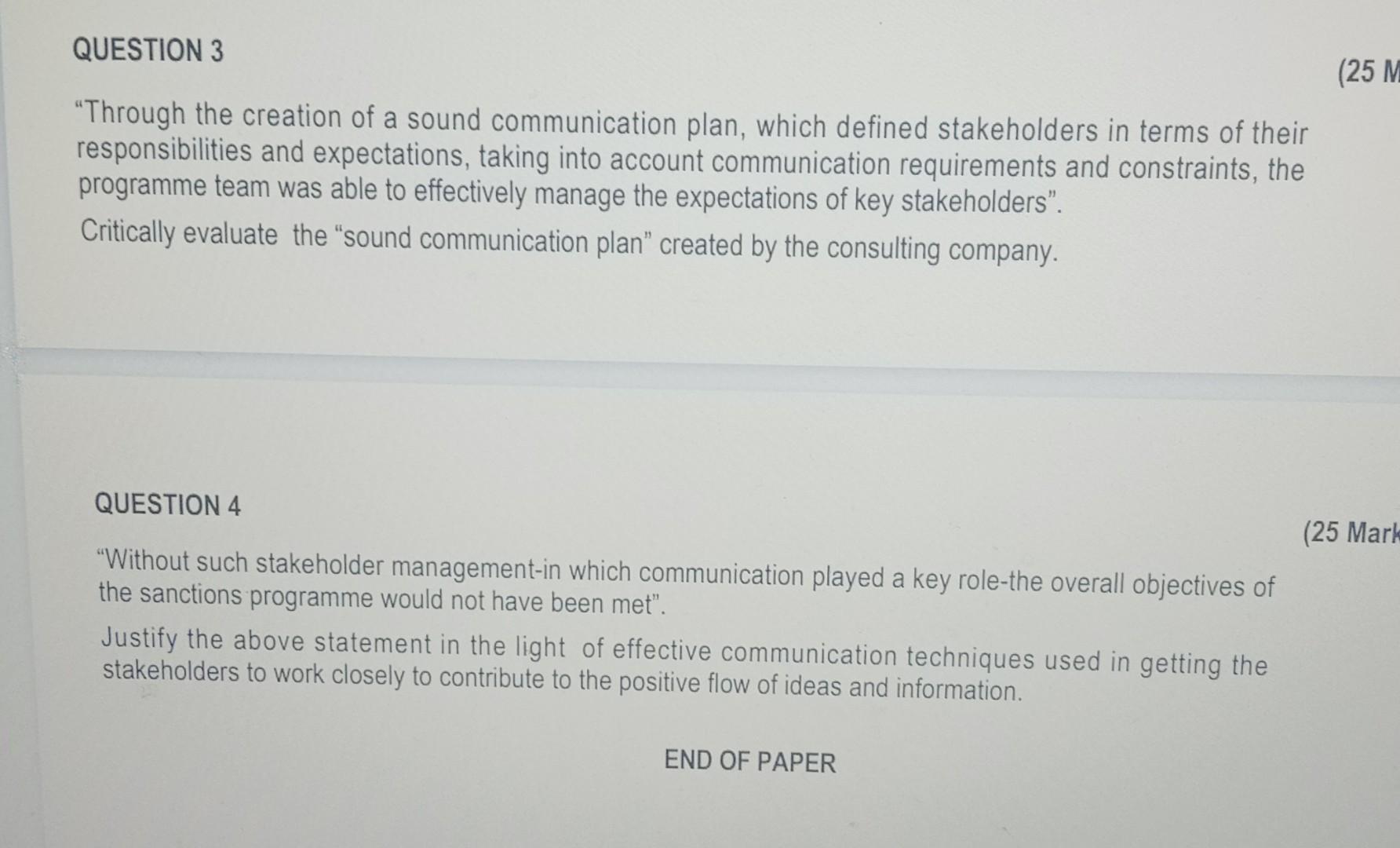 "Through the creation of a sound communication plan, | Chegg.com