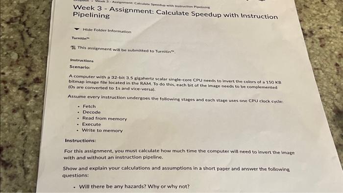 Solved Week 3 - Assignment: Calculate Speedup with | Chegg.com Solved Week 3 - Assignment: Calculate Speedup with | Chegg.com