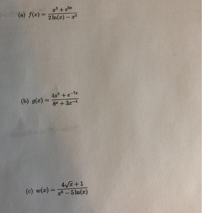 Solved Differentiate the following functions using the | Chegg.com