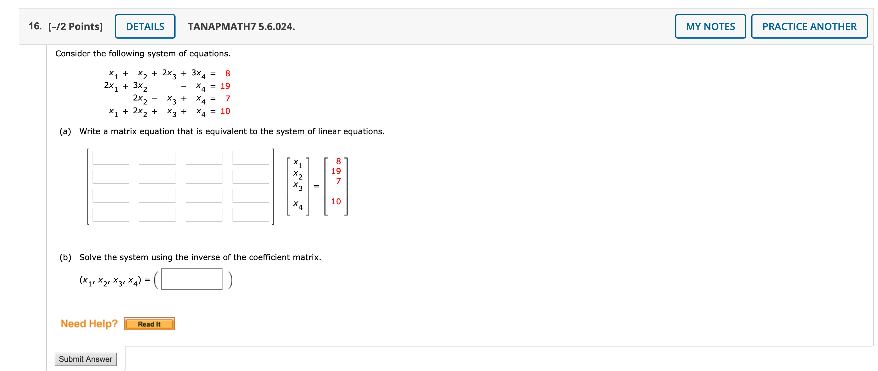 Solved question:[-/2 ﻿Points]TANAPMATH7 5.6.024.Consider the | Chegg.com