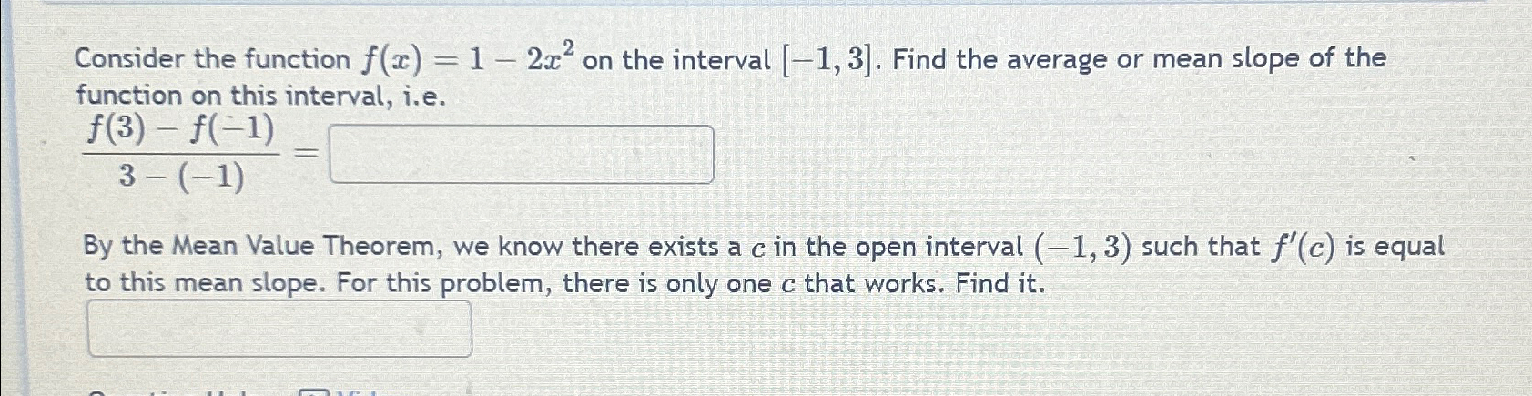 Solved Consider the function f(x)=1-2x2 ﻿on the interval | Chegg.com