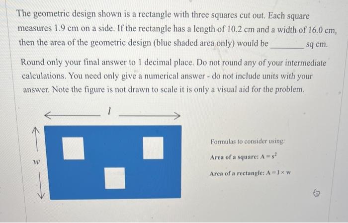 Solved The geometric design shown is a rectangle with three | Chegg.com