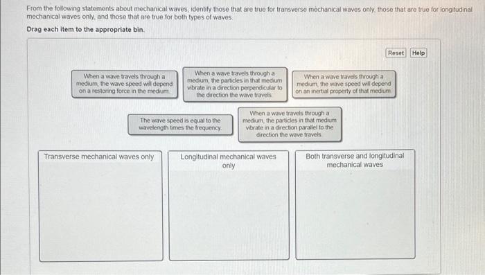 Solved From the following statements about mechanical waves, | Chegg.com