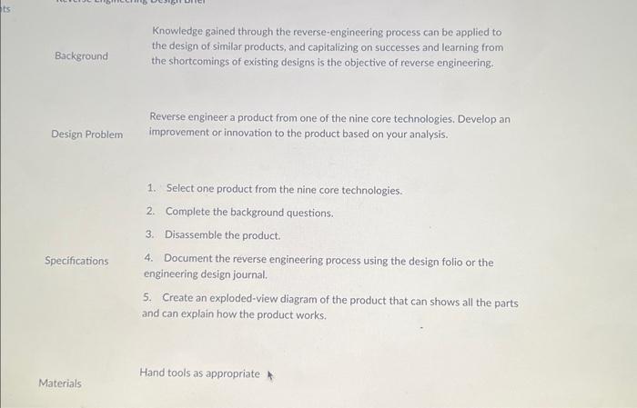 Solved Knowledge gained through the reverse-engineering | Chegg.com