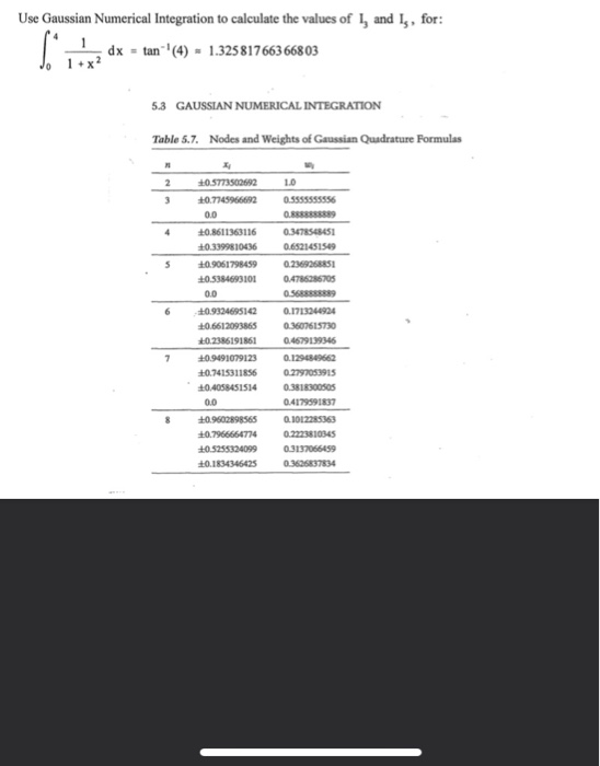 Solved Use Gaussian Numerical Integration to calculate the | Chegg.com