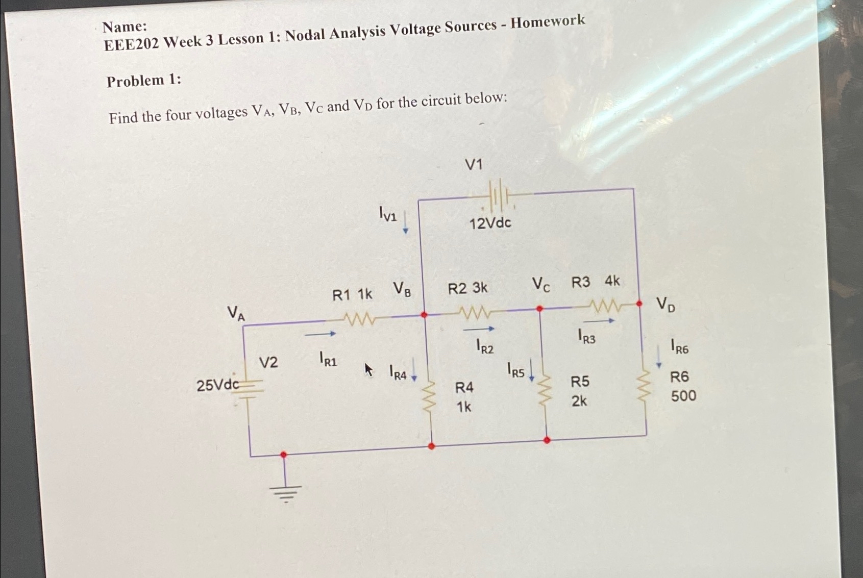 Name:EEE202 ﻿Week 3 ﻿Lesson 1: Nodal Analysis Voltage | Chegg.com