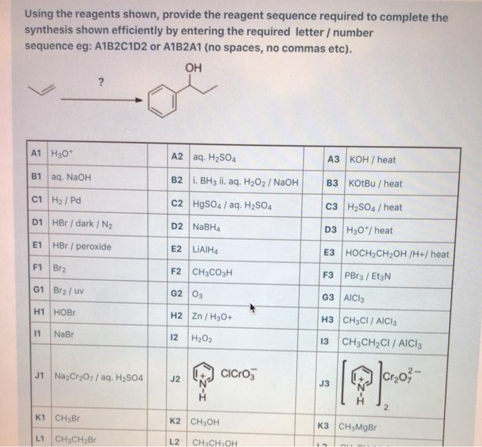 Solved Using the reagents shown, provide the reagent | Chegg.com
