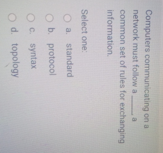 Solved Computers communicating on a network must follow a q, | Chegg.com