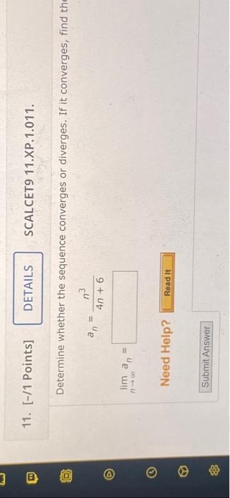Solved 11. [-/1 Points] DETAILS Determine whether the | Chegg.com