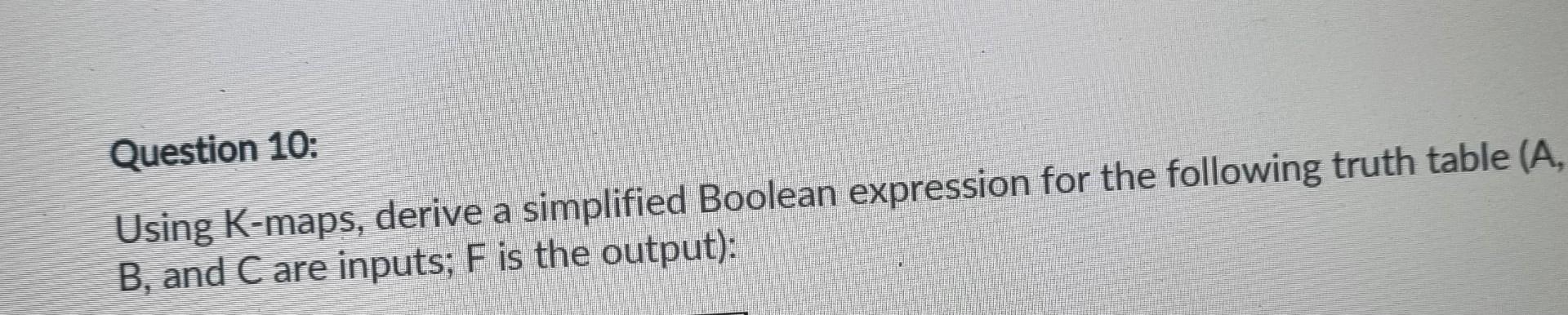 Question 10: Using K-maps, derive a simplified | Chegg.com