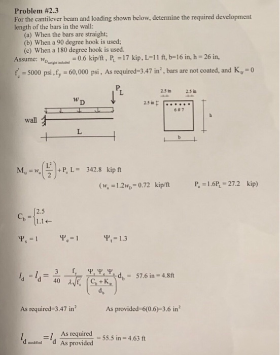 Solved Problem #2.3 For the cantilever beam and loading | Chegg.com