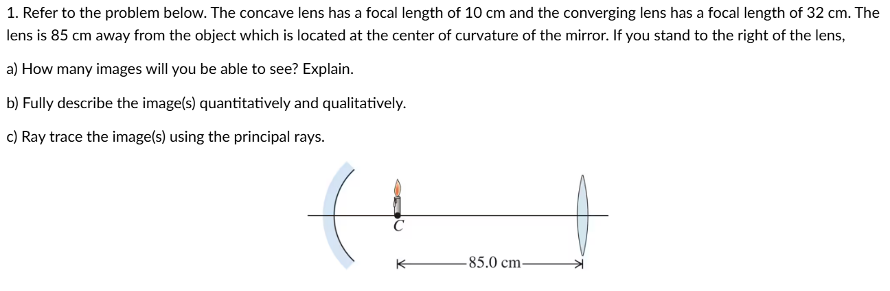 Solved 1. ﻿Refer to the problem below. The concave lens has | Chegg.com