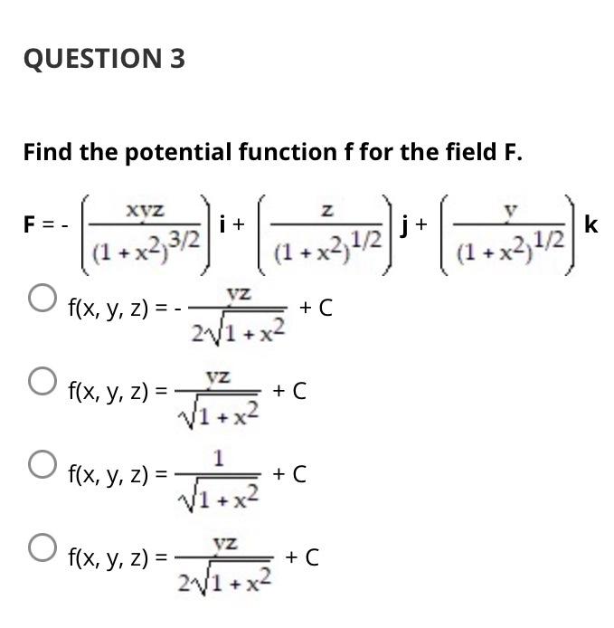 Solved Find the potential function f for the field F. | Chegg.com