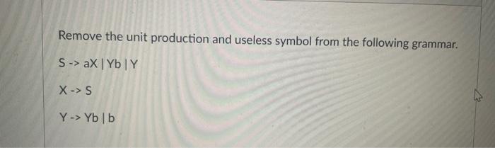 Remove the unit production and useless symbol from | Chegg.com