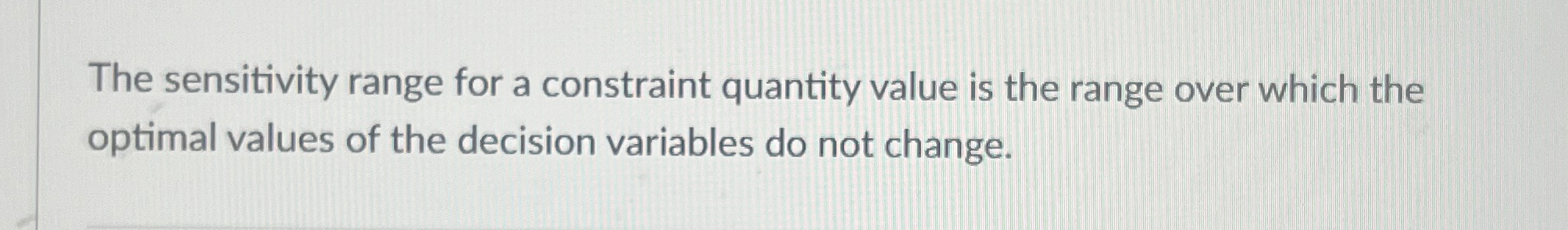 Solved The sensitivity range for a constraint quantity value | Chegg.com