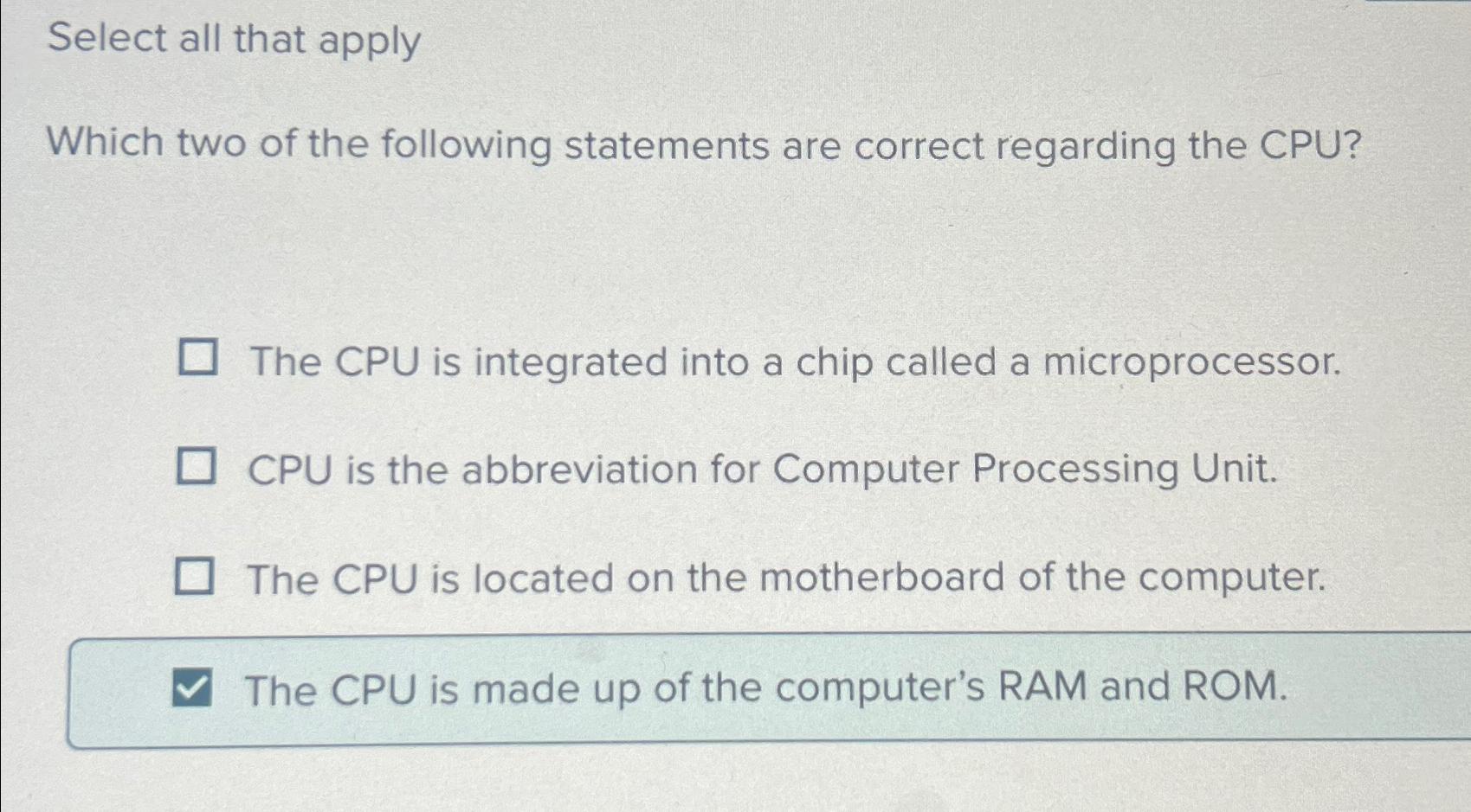Solved Select all that applyWhich two of the following | Chegg.com