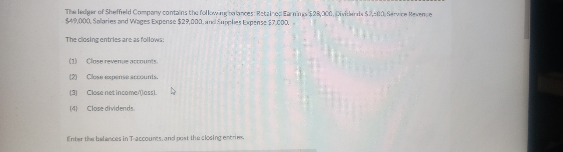 Solved The ledger of Sheffield Company contains the | Chegg.com