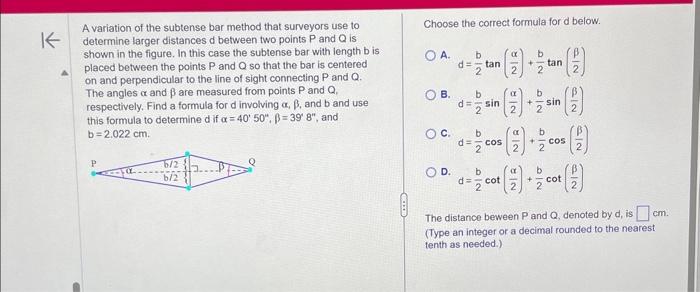 Solved A variation of the subtense bar method that surveyors | Chegg.com
