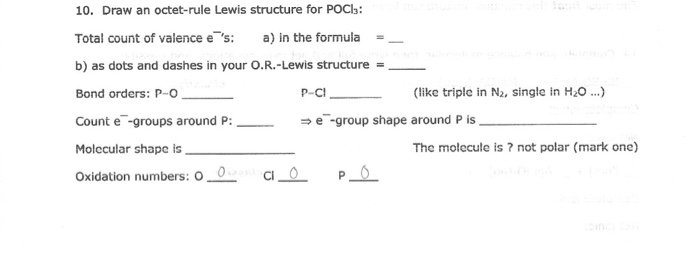 Solved 10. Draw an octet-rule Lewis structure for POCI: | Chegg.com