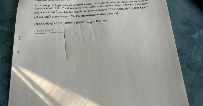 [1] A group of Aggie spudents prepared vibegar in the | Chegg.com