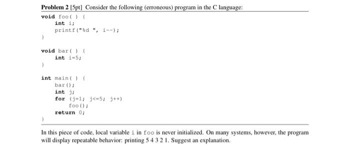 Solved Problem 2 [5pt) Consider the following (erroneous) | Chegg.com