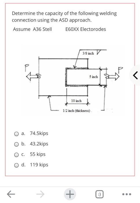 Solved Determine the capacity of the following welding | Chegg.com
