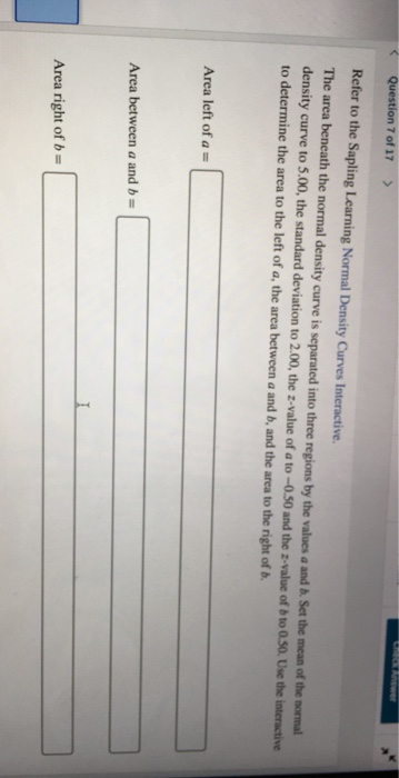Solved Question 7 of 17 Refer to the Sapling Learning Normal | Chegg.com