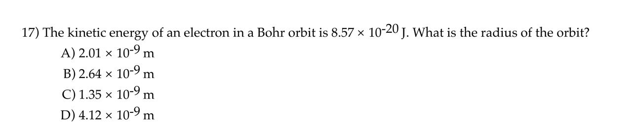 Solved Pls Help!The kinetic energy of an electron in a Bohr | Chegg.com