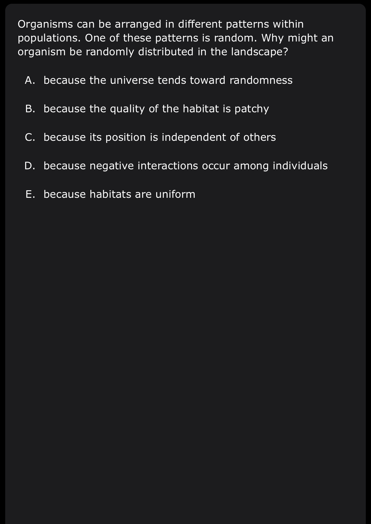 Solved Organisms can be arranged in different patterns | Chegg.com