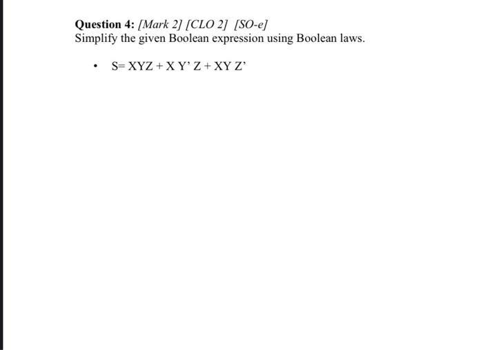 Solved Question 4: [Mark 2) (CLO 2] [SO-e] Simplify the | Chegg.com
