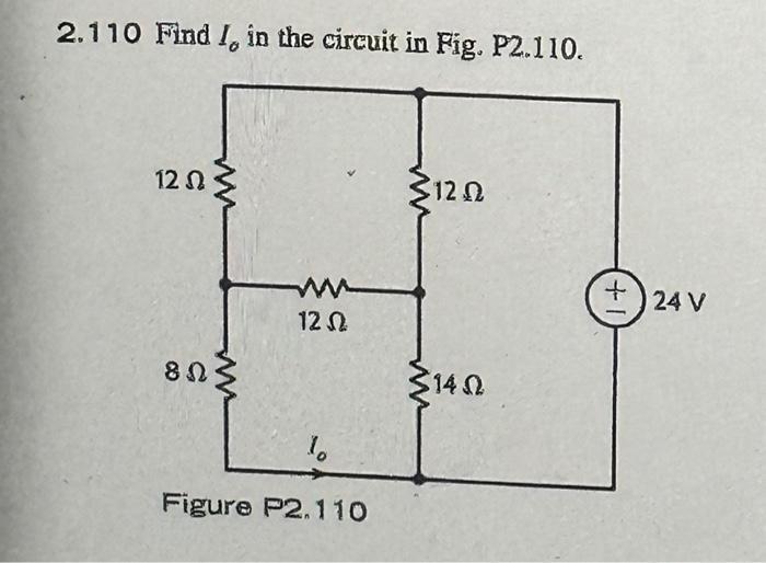 Solved 2.110 Find I0 in the circuit in Fig. P2.110. | Chegg.com